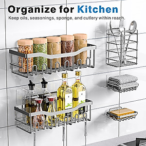 EUDELE Adhesive Shower Caddy, 5 Pack Stainless Steel Bath Organizers With No Drilling, Large Capacity Rustproof Shelves for Bathroom Storage & Home Decor