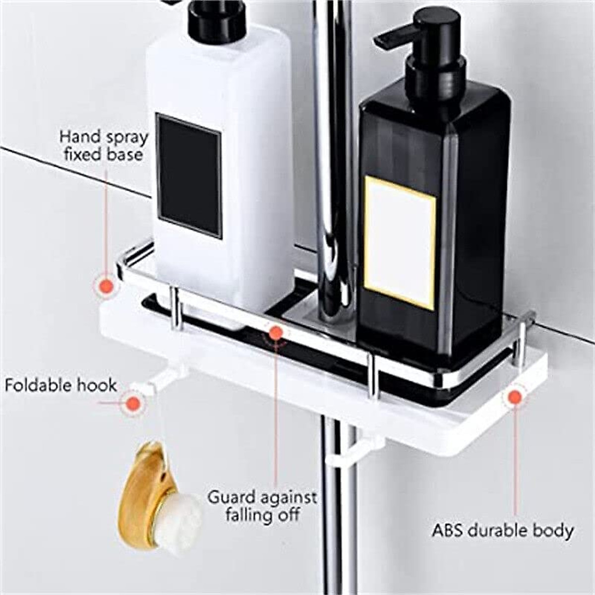 OYNAN Punch-free Multi-function Storage Rack, 2-in-1 Liftable Shower Rack Organizer (Black,Round)