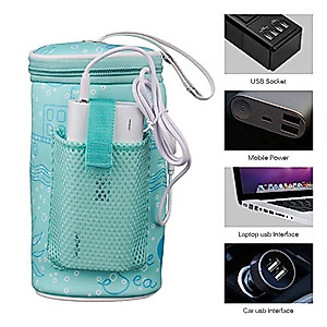 ONEVER Portable Bottle Warmer for Travel Bottle Warmer Baby Bottle Warmer Bag Milk Warmer for breastmilk Heater Insulated Storage Bag Thermostat Bag for Feed Newborn USB Charging