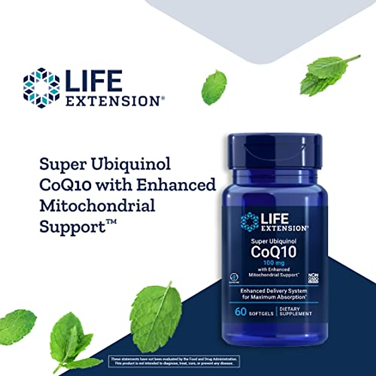 Life Extension Super Ubiquinol CoQ10 100 mg with Enhanced Mitochondrial Support - For Anti-Aging, Heart & Brain Health and Healthy Cholesterol - Gluten Free, Non-GMO – 60 Softgels