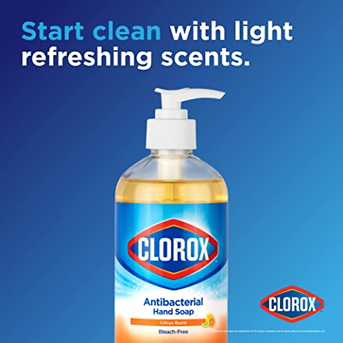 Clorox Antibacterial Liquid Hand Soap Pump - 16 oz Citrus Burst Antibacterial Hand Soap - Liquid Hand Soap Eliminates Germs and Bacteria, Soft on Hands Tough on Dirt