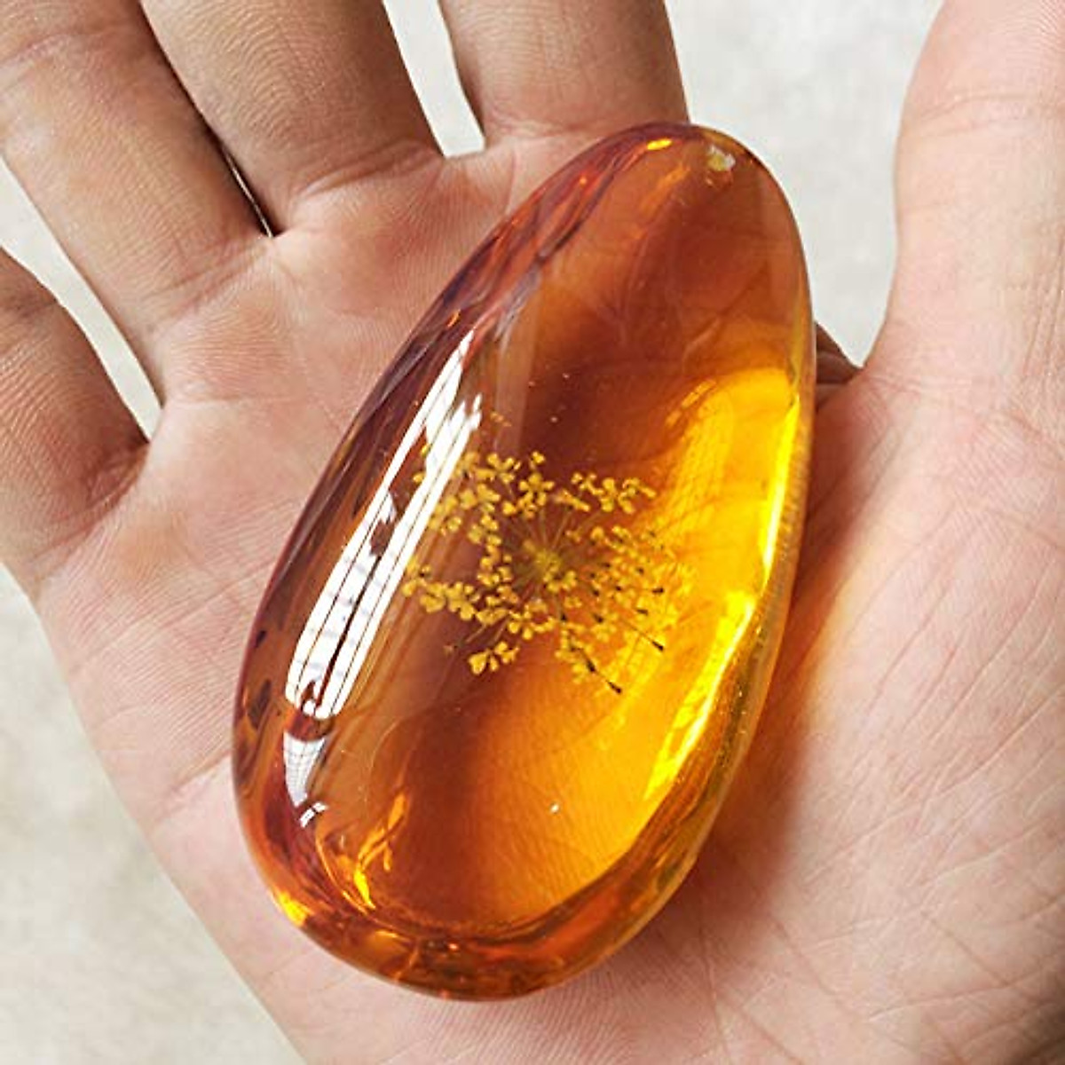 Garneck Crystal Amber Fossil with Insects, Inside Specimens Samples Stones Oval Pendant Collection Home Decorations Education Gift (Random Pattern)