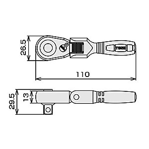 TONE RH4FCHS 1/2" Drive Stubby Handle Flex Head Ratchet