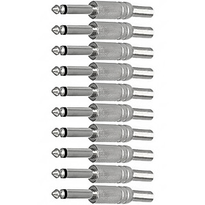 CESS 1/4 Inch TS Audio Phono Tone Male Plug Cable Connector - 1/4" 6.35mm TS Guitar Cable Plug (jcx) (10 Pack)