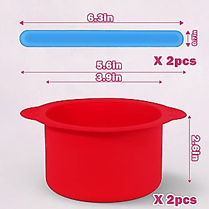Mity rain 2pcs Silicone Wax Warmer Liner, Non-Stick Wax Pot Silicone Bowl Replacement, Reuse Wax Melt Warmer Liner With 2pcs Silicone Spatulas For Hair Removal(Blue+Red)