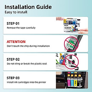 LC201 LC203 Ink Cartridges | High Yield |10 Pack (4BK/2C/2M/2Y) | Replacement for Brother LC203 Work with Brother MFC-J480DW, MFC-J4420DW, MFC-J680DW Printer for Brother LC203 Ink Cartridges
