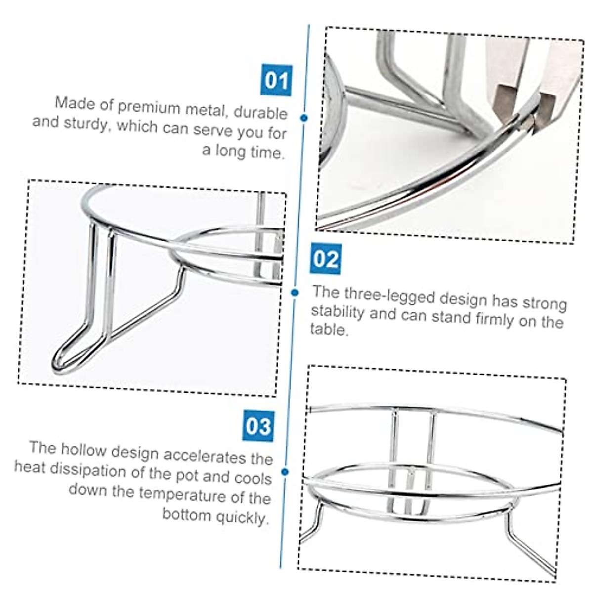 Uonlytech Pot Rack Metal Teapot Metal Shelf Brackets Round Chafing Dish Heat Insulated Pot Rack Steam Pot Rack Steam Pot Stand Round Pot Rack Pot Steamer Holder Steam Rack Silver Pan Air