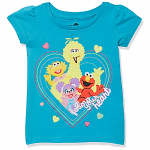 Sesame Street baby girls Short Sleeve Tee Shirt Maternity Blouse, Aqua Turquoise, 2T US