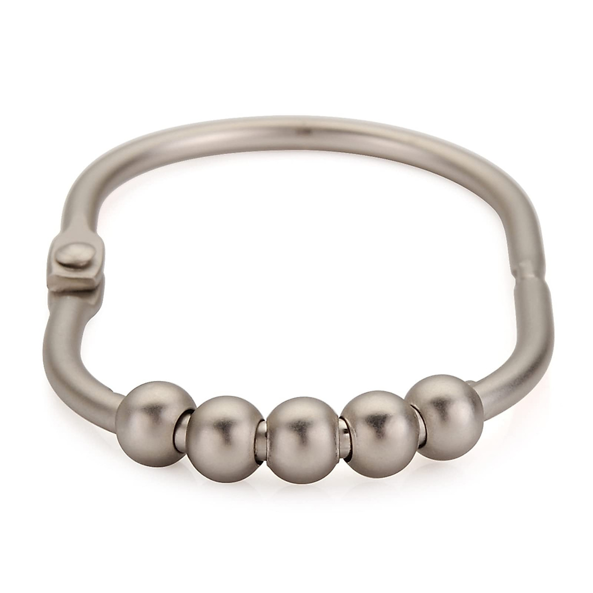 Amazer Shower Curtain Rings, Shower Curtain Hooks Rust-Resistant Shower Curtain Rings Hooks for Bathroom Shower Rod Curtains, Matte Nickel, Set of 12