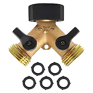 Heisey Garden Hose Splitter Heavy-Duty 2 Way Solid Brass Y Valve Female Connector