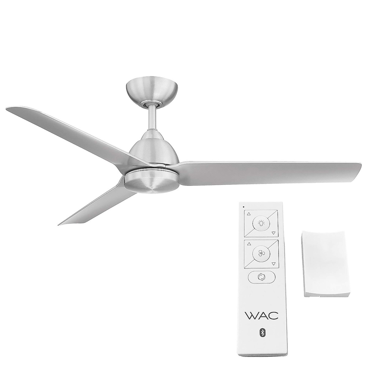 WAC Smart Fans Mocha Indoor and Outdoor 3-Blade Ceiling Fan 54in Brushed Aluminum with Remote Control works with Alexa and iOS or Android App