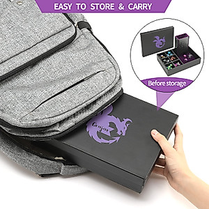 Grajar DND Dice Tray and Dice Tower with Storage, 3 in 1 Dice Rolling Tray with Lid, Portable Dice Box Storage, DND dice Holder for Dungeons and Dragons D&D RPG MTG Table Games - Purple
