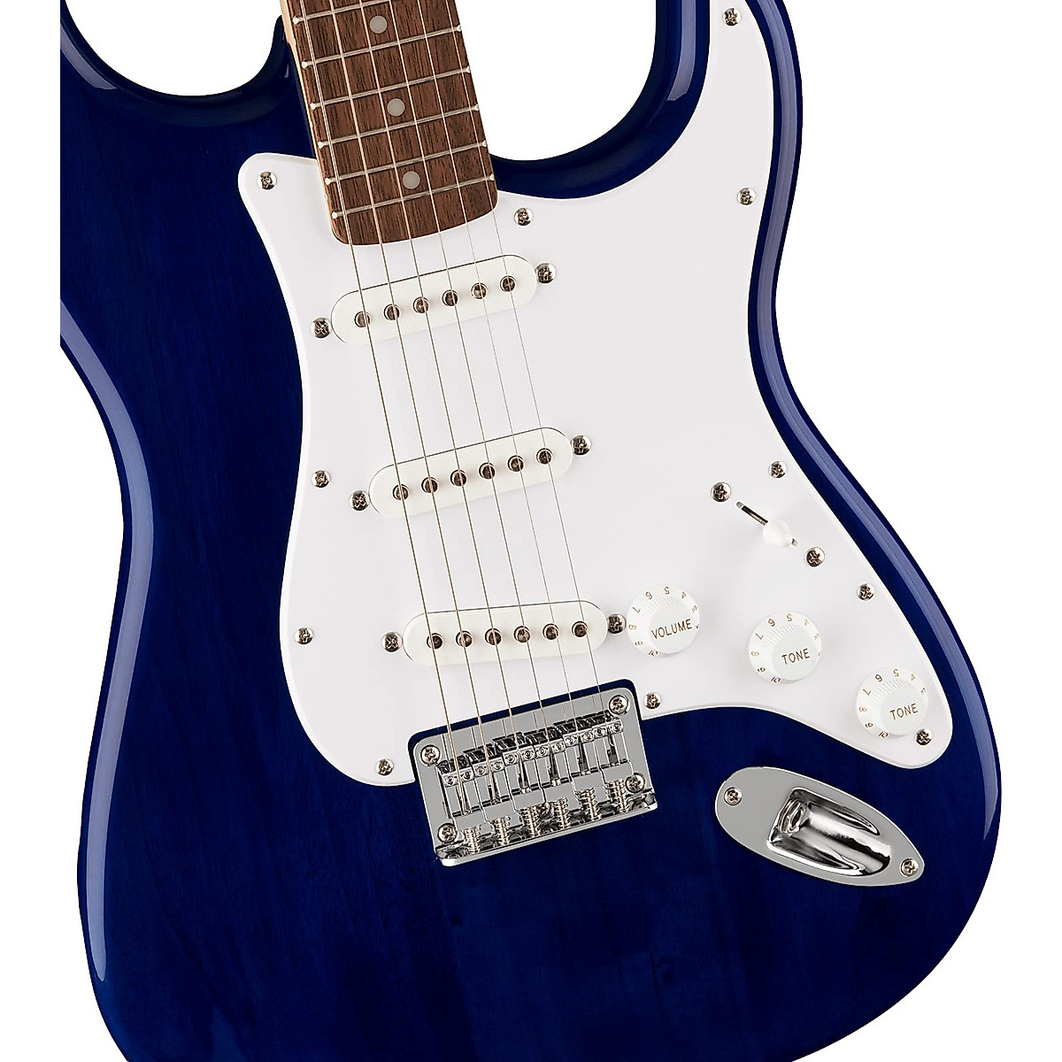 Fender Stratocaster HT, White Pickguard - Transparent Blue Bundle with Frontman 10G Amplifier, Instrument Cable, Gig Bag, Strap, Picks, and Austin Bazaar Instructional DVD