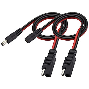zdyCGTime SAE Plug to DC 5.5 x 2.1mm (Female and Male) Adapter Cable with SAE Polarity Reverse Adapter for Solar Panel Charger and Automotive RV Battery 14AWG (2ft/60cm)(1pair)