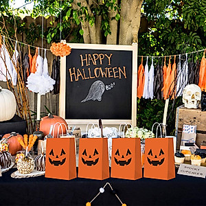 Halloween Pumpkin Gift Bags for Pumpkin Decor Tote Party Favor Goody Candy Gift Bag Trick or Treat Bags for Pumpkin Decorations Party Favors for Kids Adults Halloween Party Decorations - 16 PCS