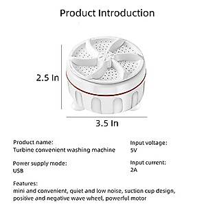 Portable Mini Ultrasonic Washing Machine Efficient Cleaning Turbine Washing Machine Mute Low Noise Laundry Machine for Light Clothes