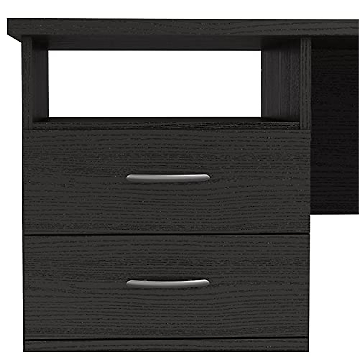 Pemberly Row Desk with 3 Drawers in Black Woodgrain