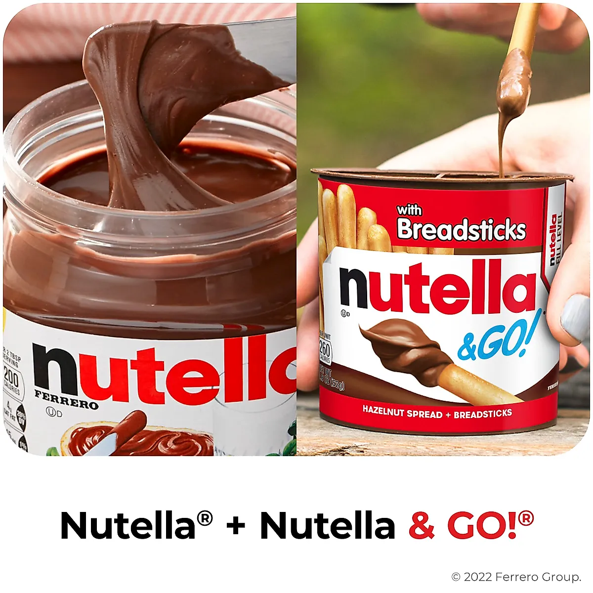 Nutella and Nutella & GO! Bundle, Hazelnut Spread with Cocoa Jar and Snack Packs with Breadsticks, 35.3 oz Jar​ and 4-Pack