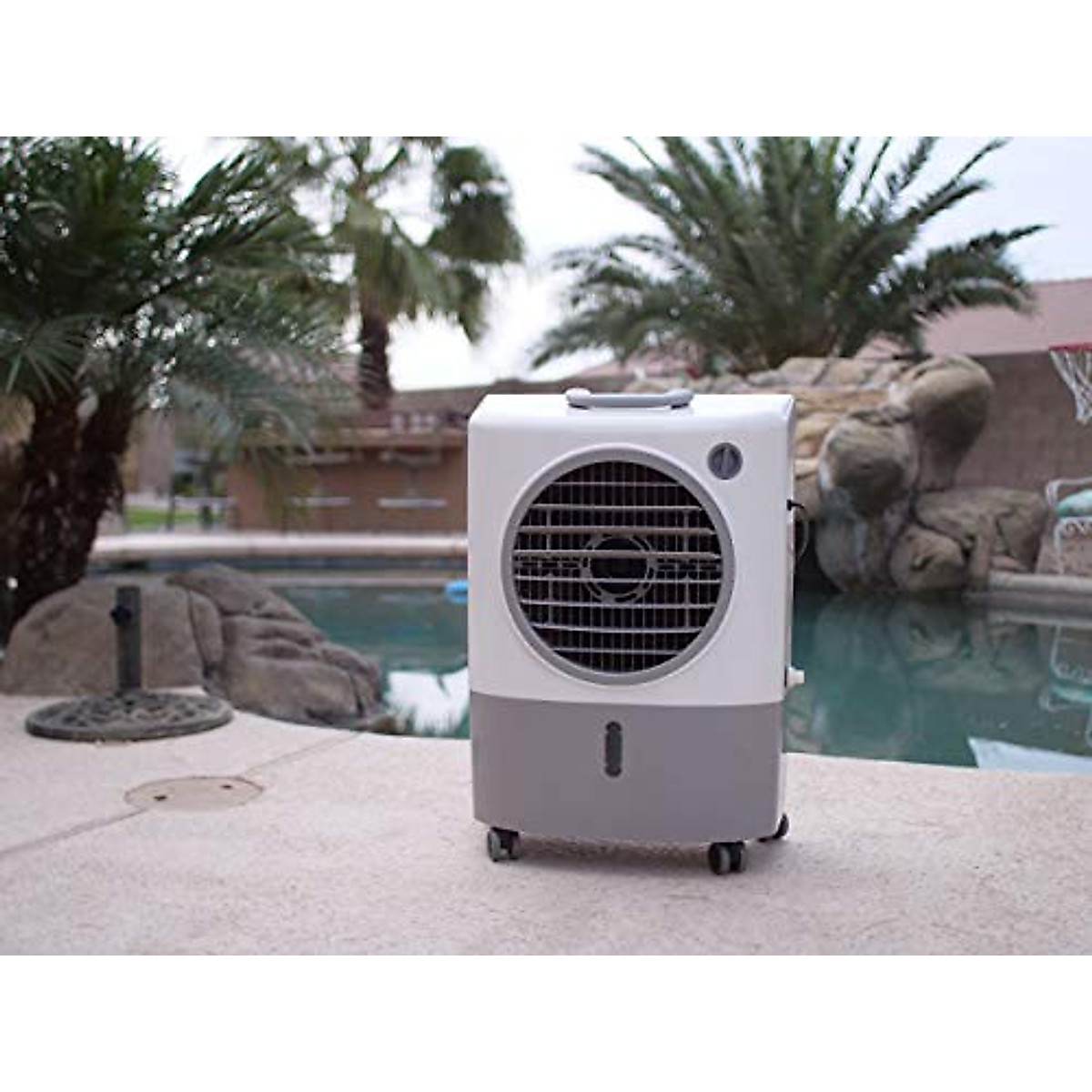 Hessaire MC18M Portable Evaporative Cooling Fan, Indoor/Outdoor Low Humidity Environments, 1300 CFM, 500 sq. ft., 2-Speed Fan, 53.4 dB, White