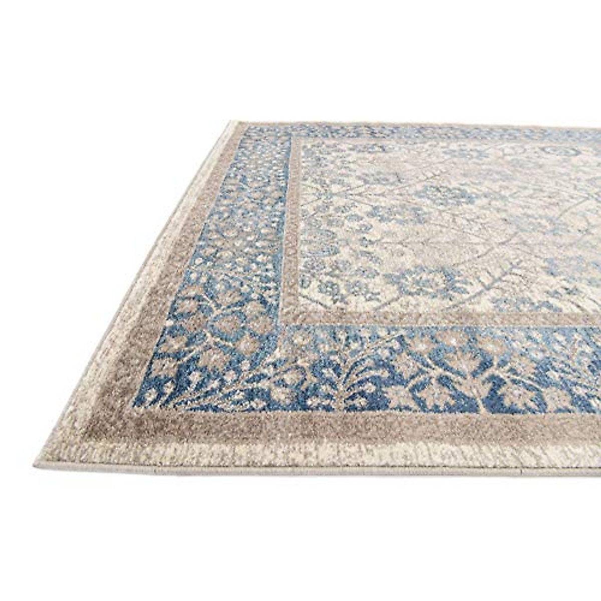 Unique Loom Salzburg Collection Area Rug - Gneis (5' Square, Cream/ Light Blue)