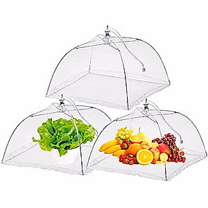 14"x14" Pop-Up Food Mesh Cover Umbrella Food Nets Screen,Reusable and Collapsible Outdoor Food Tents Protector for Parties Picnic BBQ (3 Pack)