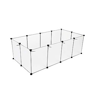Pet Playpen, Rabbit Fence, Guinea Pig Cage, Fence Cage with Bottom for Small Animals Guinea Pigs, Hamsters, Bunnies, Rabbits, white
