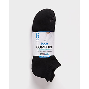 32 DEGREEES Men's 6 Pack Comfort Ankle Socks | Anti-Odor | Cushioned Heel | Arch Support | Active | Casual | Work, Black, Large
