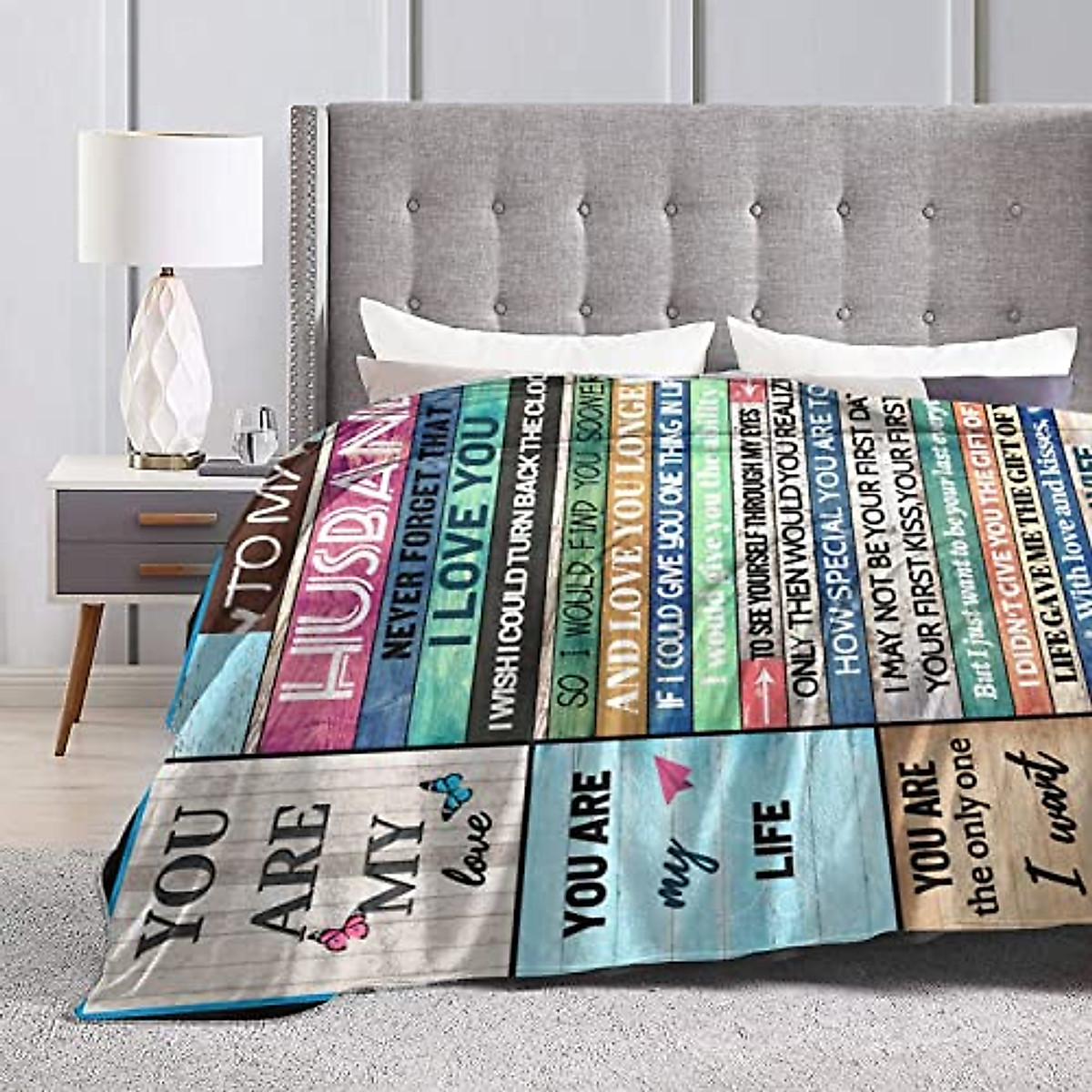 to My Husband Throw Blanket Super Soft Flannel Air Conditioner Blanket Warm Blanket Applicable All Season for Bed Couch Living Room(60"x50")