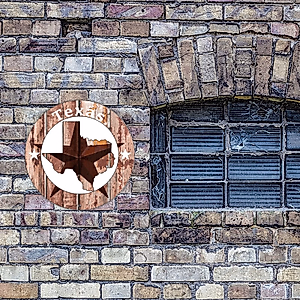 Men Wall Décor Metal Signs Outdoor Texas Lone' Star Home Map Country Gifts Posters Western State Flag Patriotic Farmhouse Tin Signs for Living Room Restaurants Entryway Wall Decor 12x12in Round