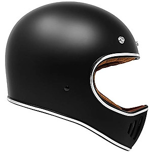 GDM Rebel Vintage Motorcycle Helmet Retro Full Face (Matte Black, Large)