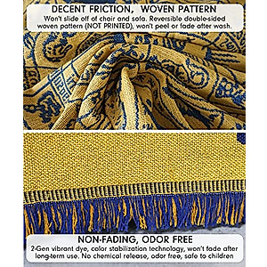 MayNest Boho Woven Throw Blanket Reversible Cotton Bohemian Tapestry Hippie Room Decor Witchy Astrology Zodiac Celestial Constellation Carpet Bed Chair Couch Sofa Cover Double Sided (Yellow, 51x71)
