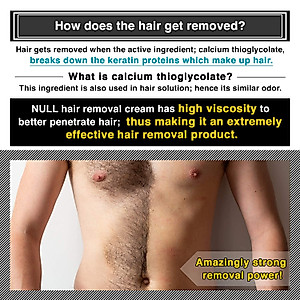 [Japanese Quality] NULL Hair Removal Cream for Men. Large 8.81 oz. Works great approx. 5 mins on pubic hair, body, arms, legs, and male chests, Painless, Aloe Vera, Depilatory cream for men