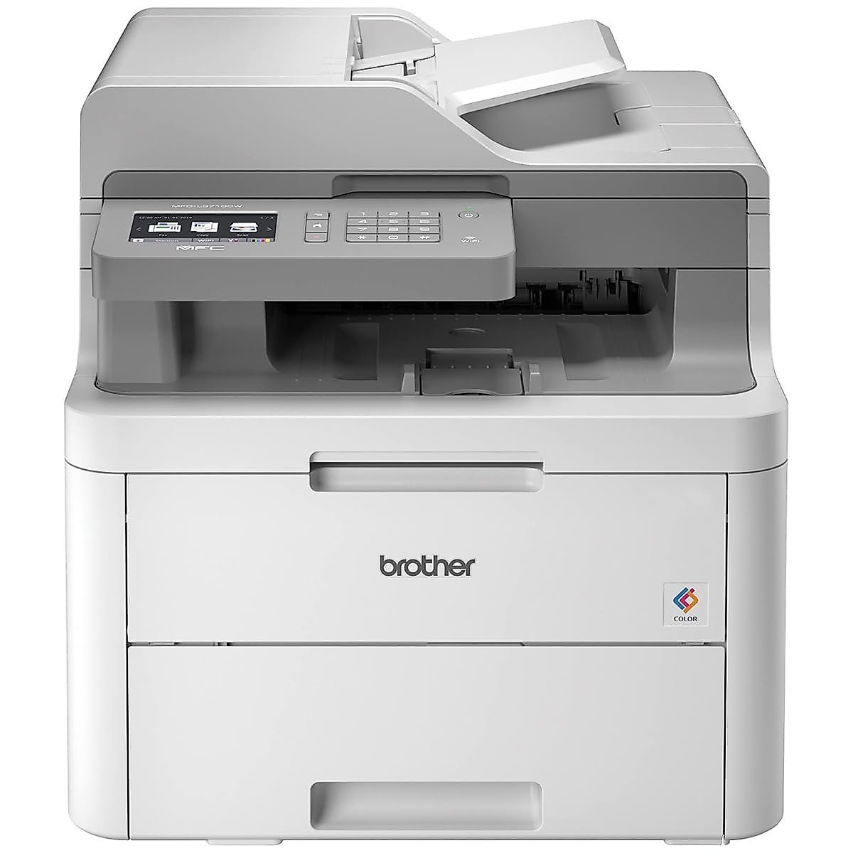 Brother MFC-L3710CW All-in-One Wireless Color Laser Digital LED Printer, White - Print Copy Scan Fax - 19 ppm, 600 x 2400 dpi, 3.7" LCD Touchscreen, 8.5 x 14, 50-Sheet ADF, 250-sheet, Tillsiy