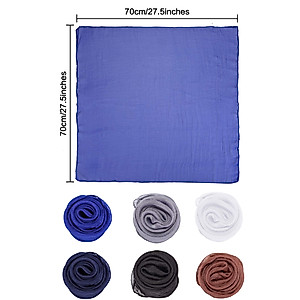 Boao 6 Pieces Chiffon Scarf 1950s Square Scarf Neck Head Scarfs Vintage Soft Scarf Polyester Scarves for Women Girl Lady (Black, Navy, Royal Blue, Coffee, Gray, White)