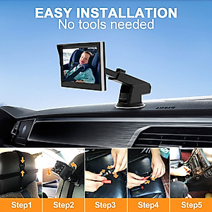 Wlitqukk Baby Car Camera 1080P - Car Seat Mirror for Baby with 5 INCH Camera, Car Camera for Baby, Rear Facing Baby Safety Camera with Monitor, Infrared Lights, Night Vision, 140 Degree Wide View