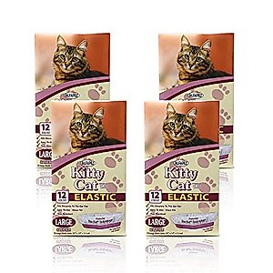 Alfapet Kitty Cat Litter Box Disposable, Elastic Liners- 12-Count-for Medium and Large, Size Litter Pans- with Sta-Put Technology for Firm, Easy Fit- Quick + Clever Waste Cleaners 4 Pack