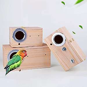 Parakeet Nesting Box, Bird House Budgie Wood Bird Breeding Nest Parrot Mating Box Cage with Feeding Spoon for Finch Lovebirds Cockatiel Budgie Conure Parrot