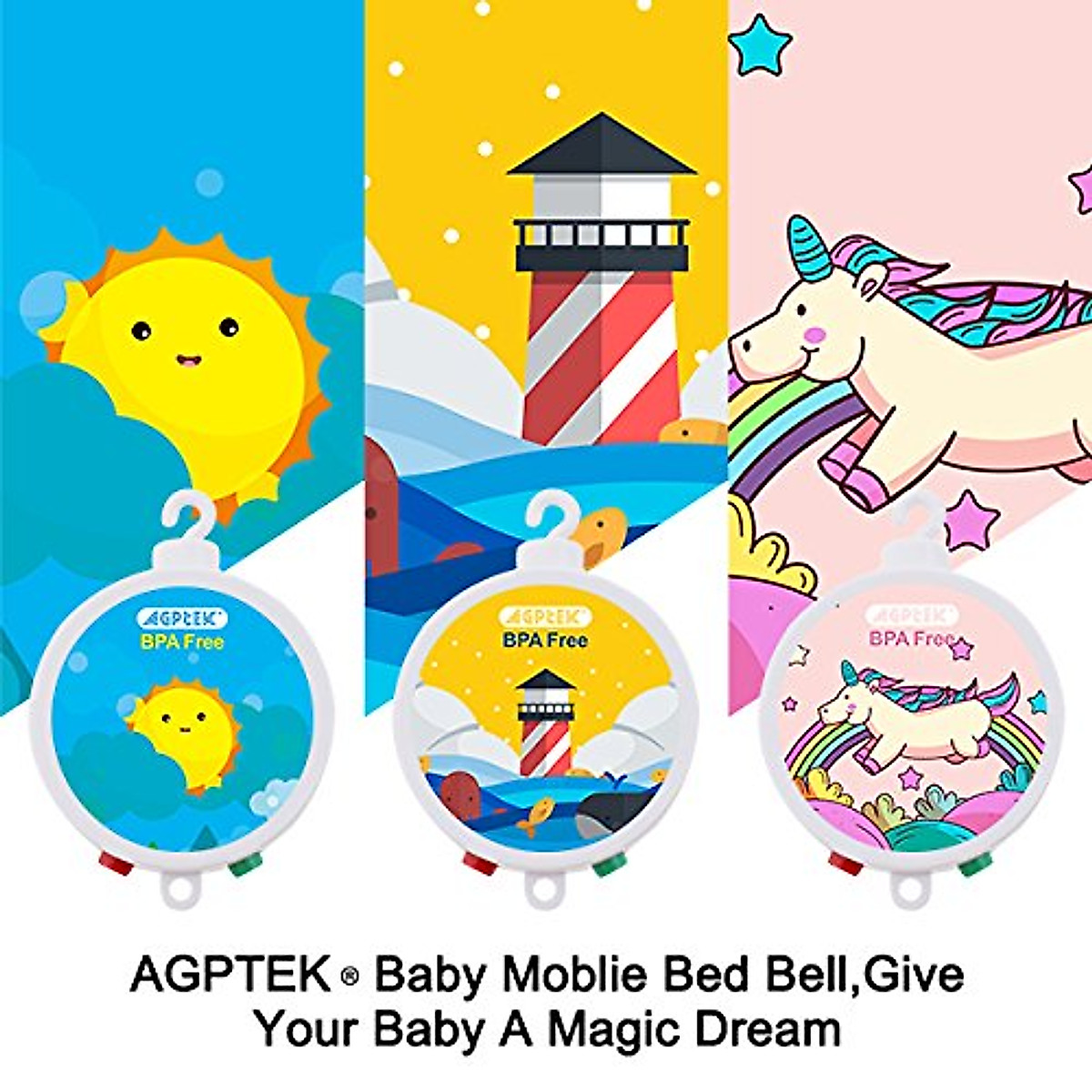 Baby Musical Mobile, AGPtek Battery-Operated Baby Bedding Rotary Music Box Plays Twelve Tunes