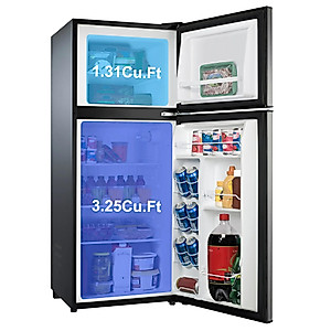 4.6. Cu ft Two Door Mini Refrigerator with Freezer, Stainless Steel