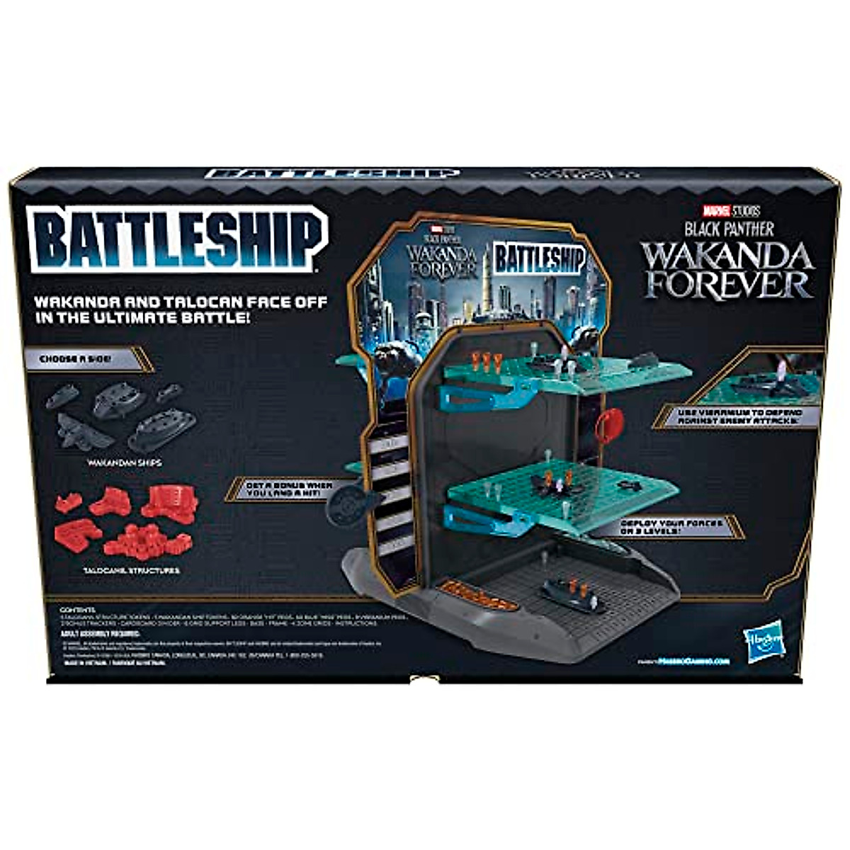 Hasbro Gaming Battleship: Marvel Studios' Black Panther Wakanda Forever Edition, 3D Strategy Game for Ages 7+, 2-Player Board Game