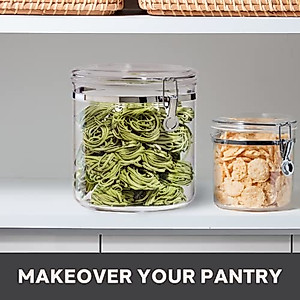 Oggi Jumbo Clear Canister with Clamp Lid, 150 oz - Airtight Food Storage Container, for Kitchen & Pantry Storage of Bulk, Dry Foods Including Pasta, Flour, Sugar, Coffee, Rice, Tea, Spices & Herbs