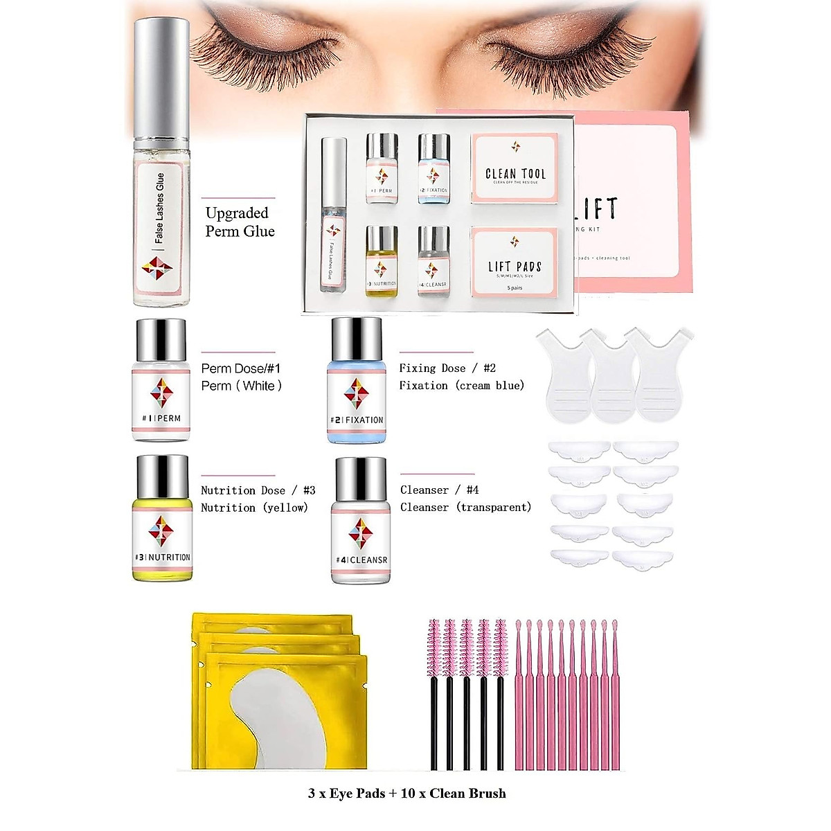 TUBeauty Eyelash Perming Full Kit, Upgraded Professional Eyelash Perming Eye Lashes Extension Perming Kit Nutritious Eyelashes Curling Lash Lift ICONSIGN (Glue Upgraded Version)