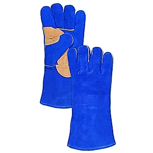 MAGID M1018 WeldPro Shoulder Split Cow Leather Welding Gloves, Standard, Blue (12 Pair)