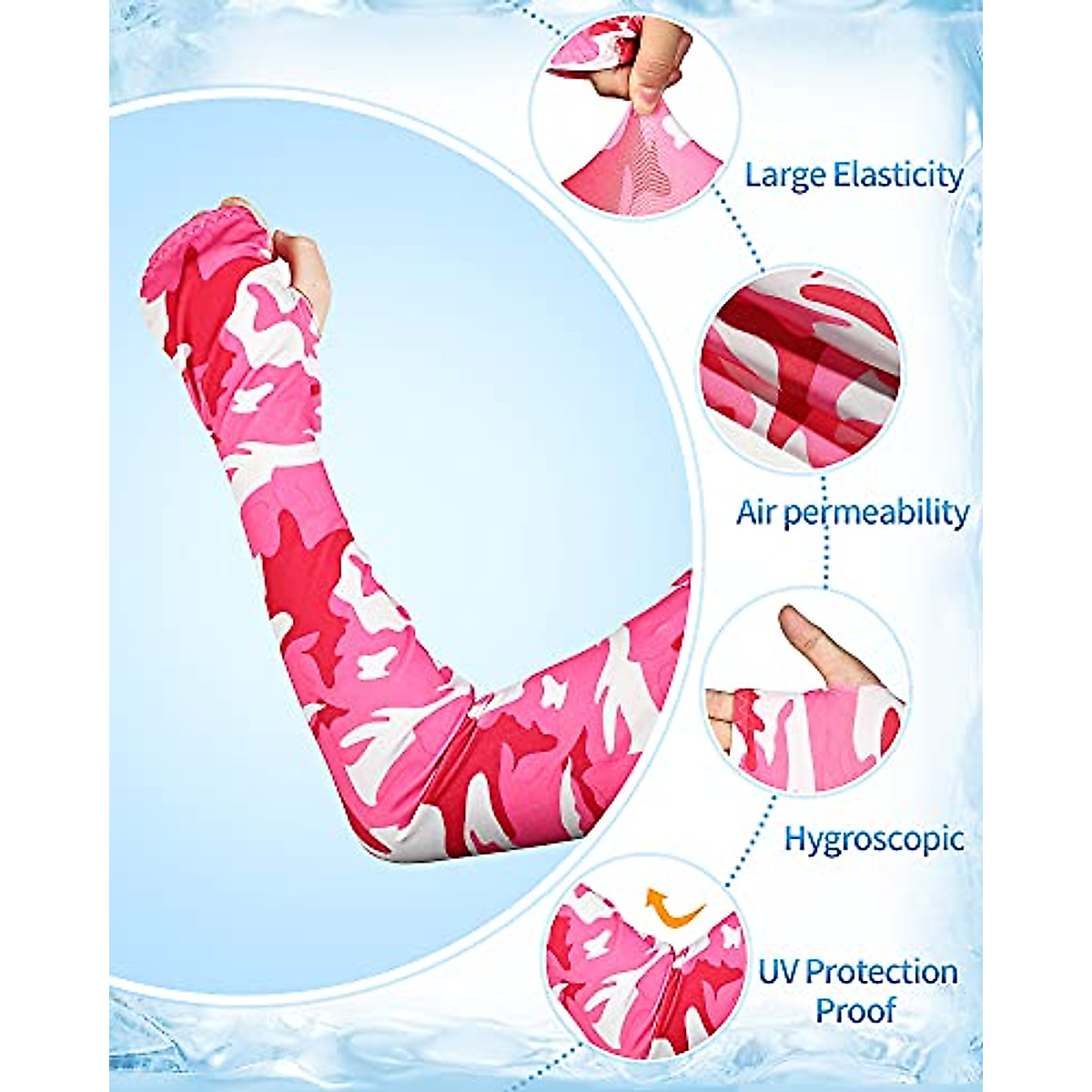 14 Pieces Women Cooling Shawl Arm Sleeve with Finger Hole Anti-UV Golf Cooling Shawl Arm Sleeve Sun Protection Breathable and Comfortable for Golfing, Driving, Riding, Fishing, 14 Colors