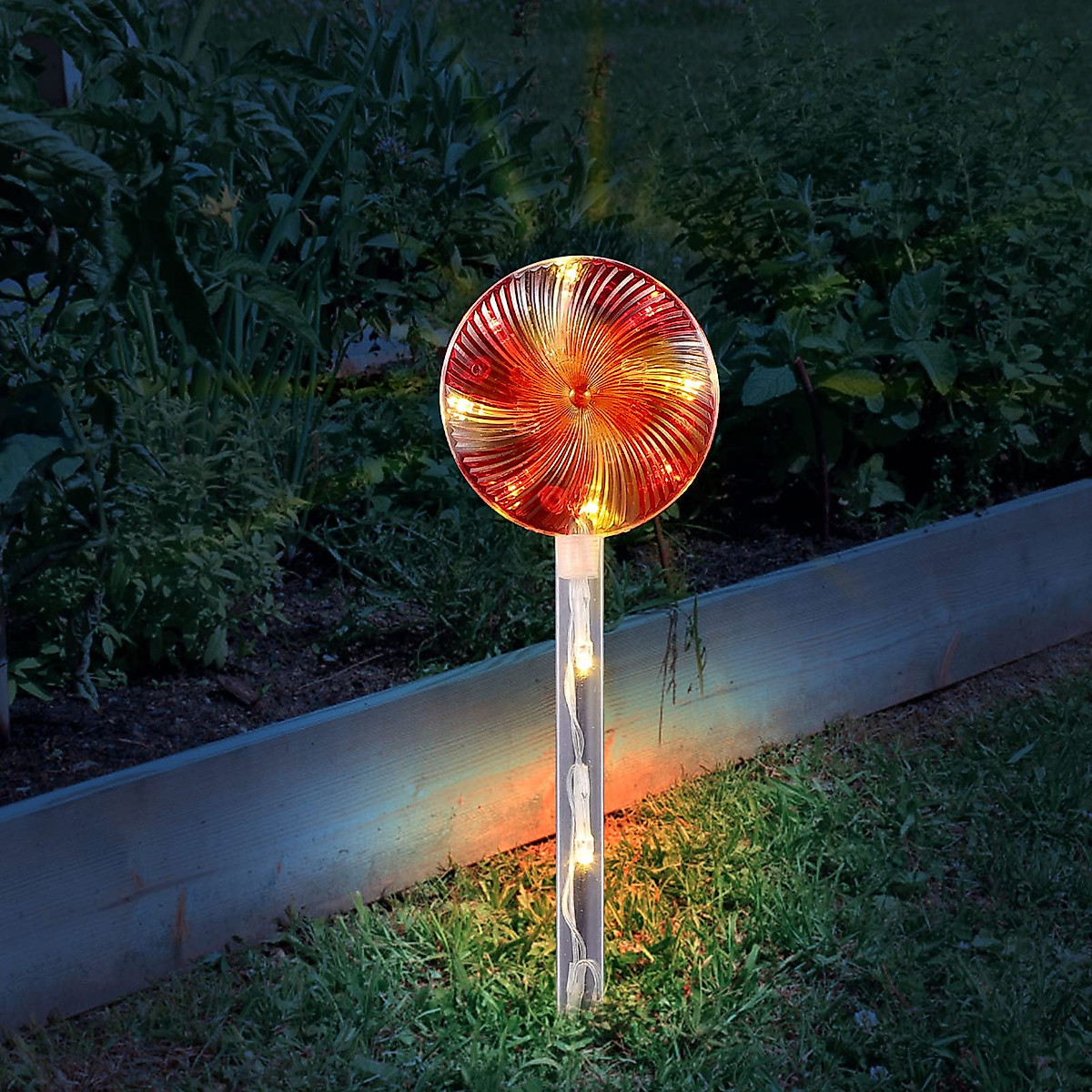 PRETYZOOM Solar Pathway Lights 1 Set Christmas Pathway Marker Light LED Solar Powered Xmas Candy Lollipop Ground Plug Light Lollipops Peppermint Sign for Home Garden Patio Solar Lights