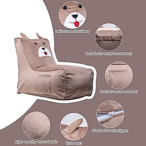 DKLGG Cute Dog Bean Bag Chair for Kids, Stuffed Animal Beanbag Chairs Soft and Comfy Stuffable Zipper for Girls Boy Room Decor Large, Animal