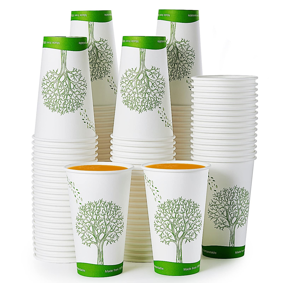 ECOLipak [210 Count] 16 oz Compostable Cups, Biodegradable Disposable Paper Cups with PLA Lined, Eco-friendly Paper Coffee Cups for Party, Picnic,Travel,and Events