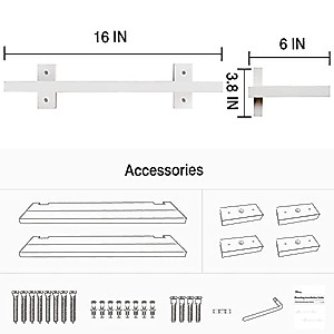 Annecy Floating Shelves for Wall,16 Inch White Rustic Solid Wood Shelves Set of 2, DIY Assembly White Floating Shelves for Bedroom,Bathroom Wall Decor and Kitchen Wall Storage