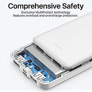 Jassco Portable Charger Power Bank, 12000mAh Dual USB Battery Pack, Fast Charge with USB C & Micro USB Input, Slim & Light Backup Charger Compatible with iPhone 14/13/12, Galaxy, Pixel, iPad and More