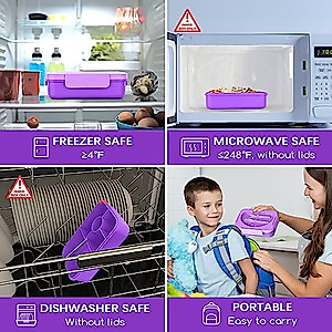Lunch Box Kids, Bento Box, 1350ML Bento Lunch Box for Kids, Lunch Containers with 5 Compartments Utensils Food Picks Cake Cups, Leak-proof Bento Box Adult Lunch Box for Boys Girls Toddler, Purple